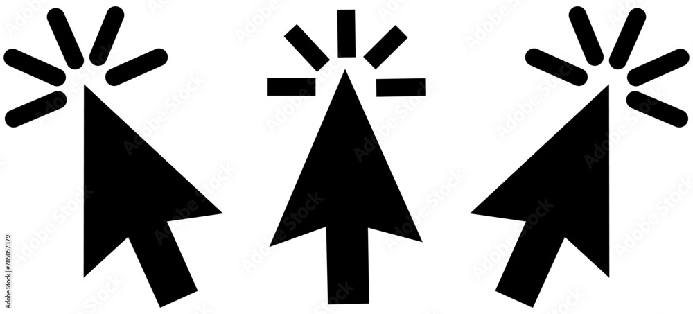 Computer mouse click cursor gray arrow icons set and loading icons ...