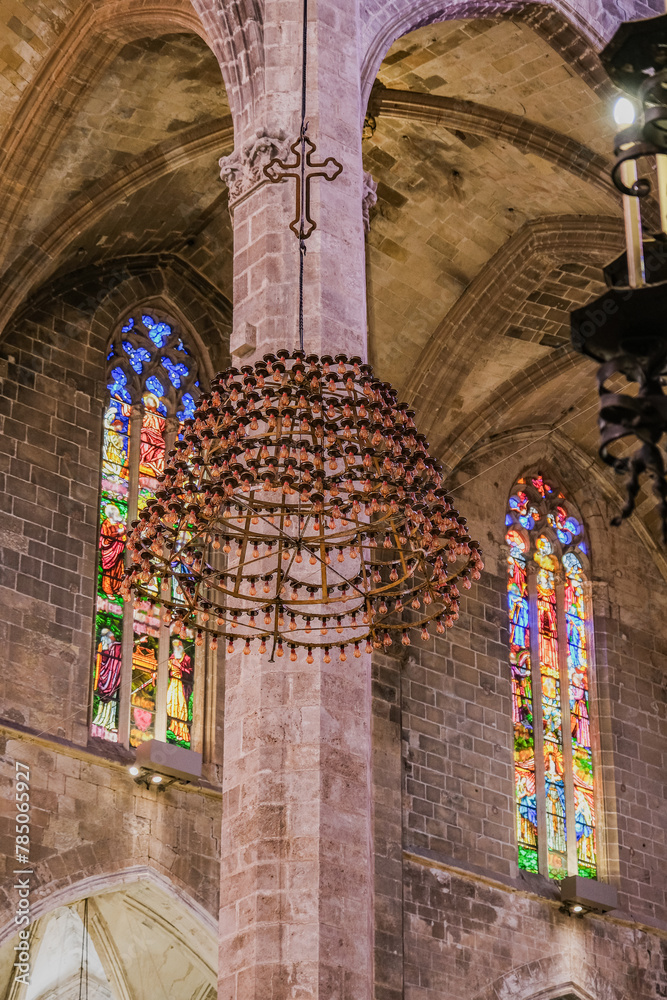 Massive cathedral church nave in Gothik historic old architecture style ...