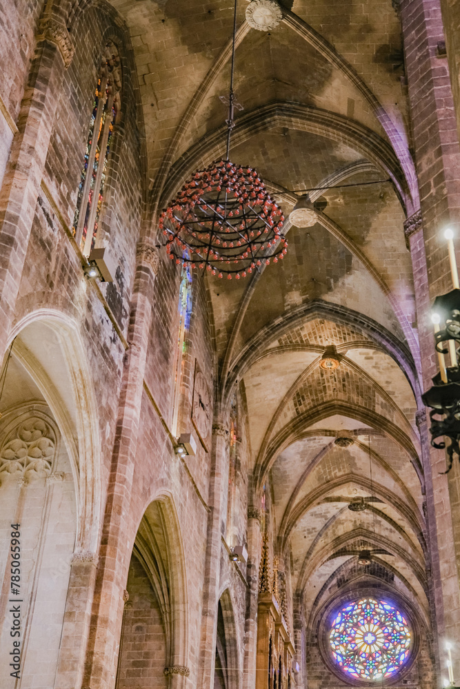 Massive cathedral church nave in Gothik historic old architecture style ...