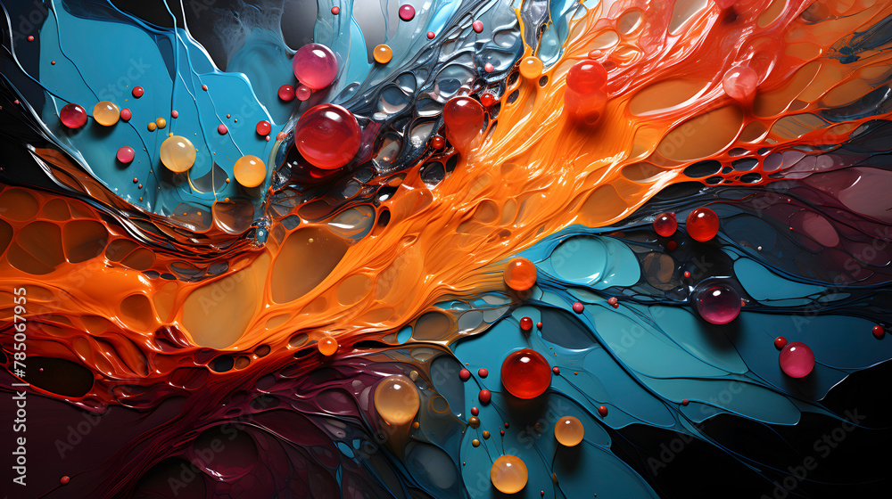 Digital colored acrylic pour painting swirl curve abstract poster web ...