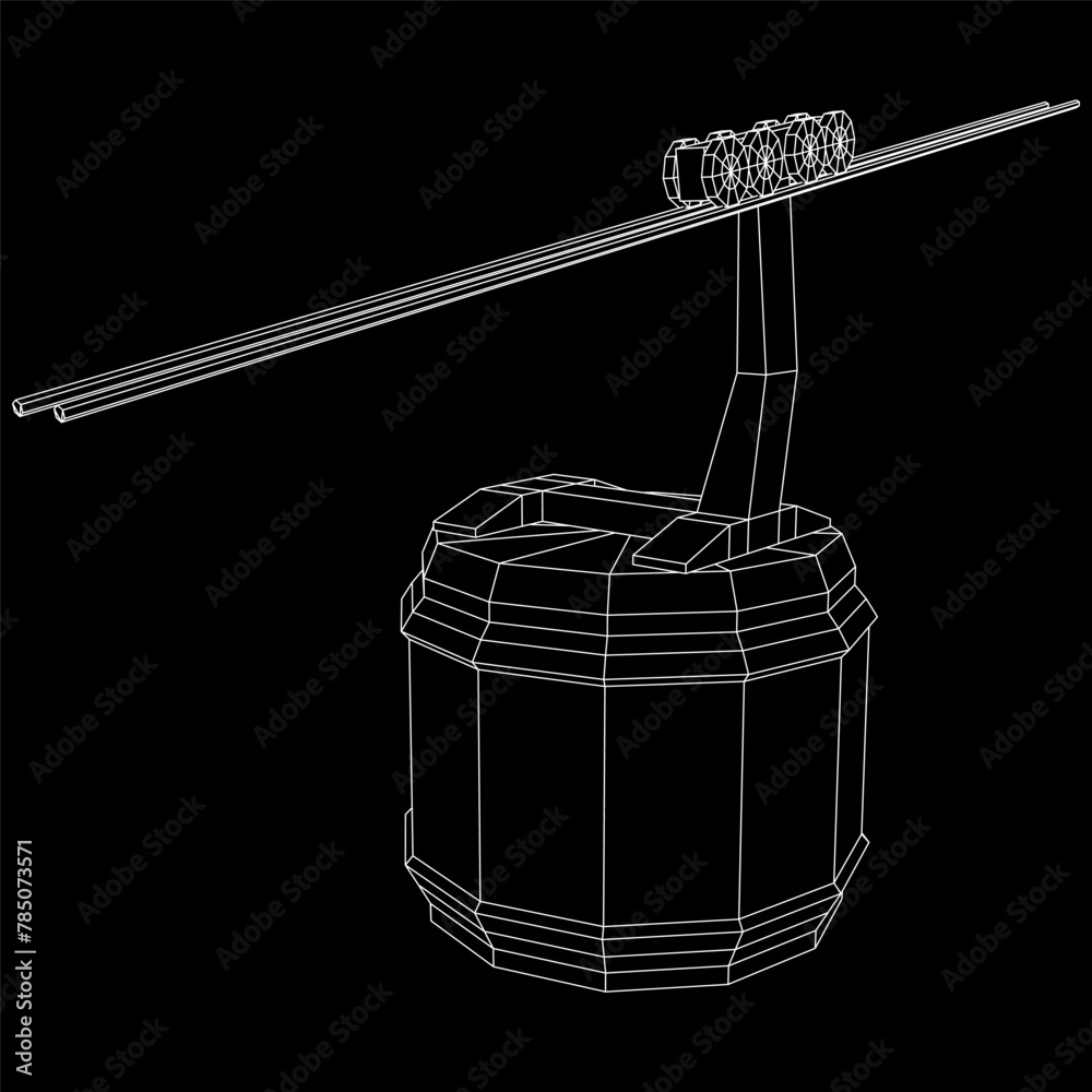 Cable car cabin gondola. Funicular simple cableway concept. Wireframe ...