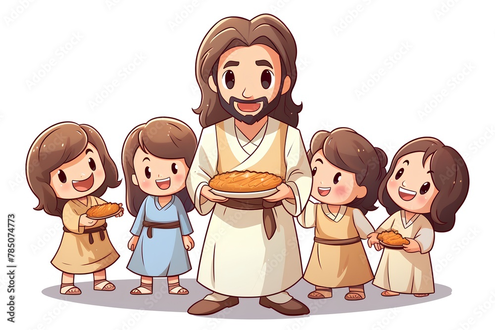 Cartoon jesus christ with his family vector illustration graphic design ...