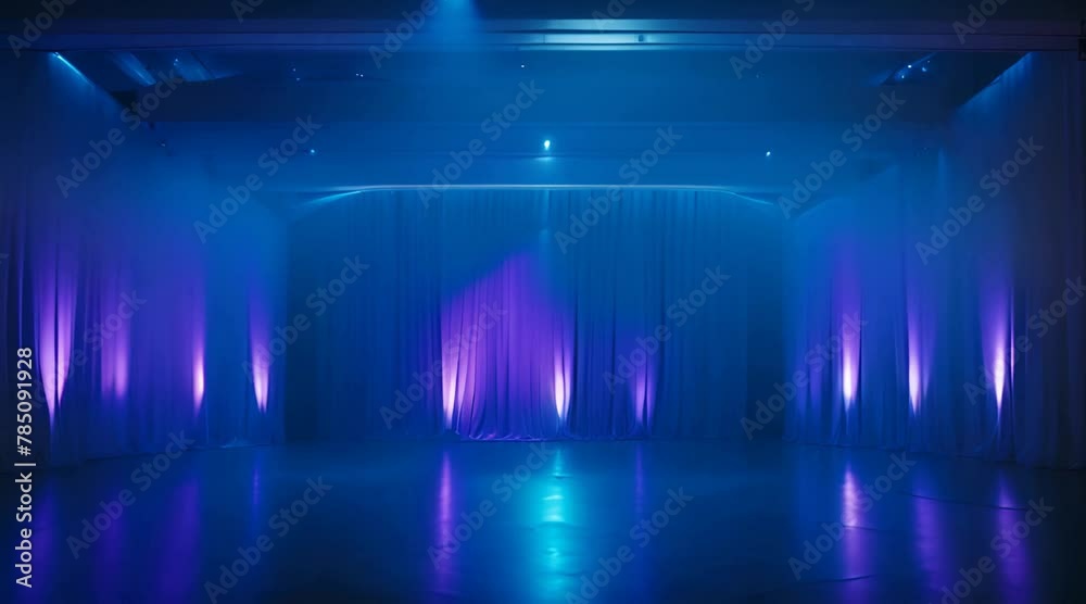 A modern dance stage with a light background and a spotlight ...