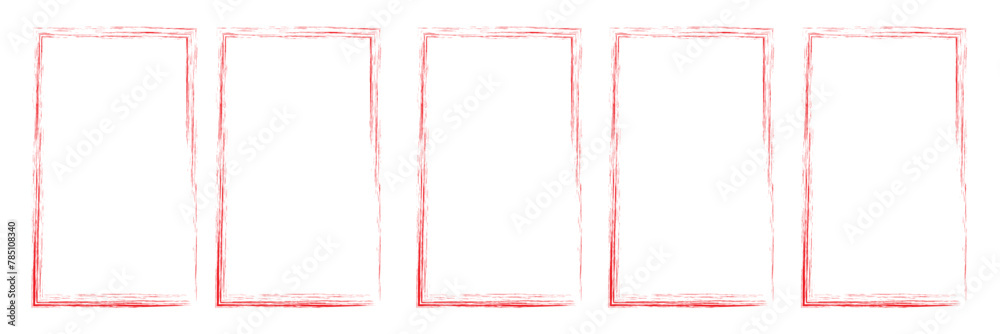 Chalk rectangle frames set. Hand drawn pencil square borders. Ink empty ...