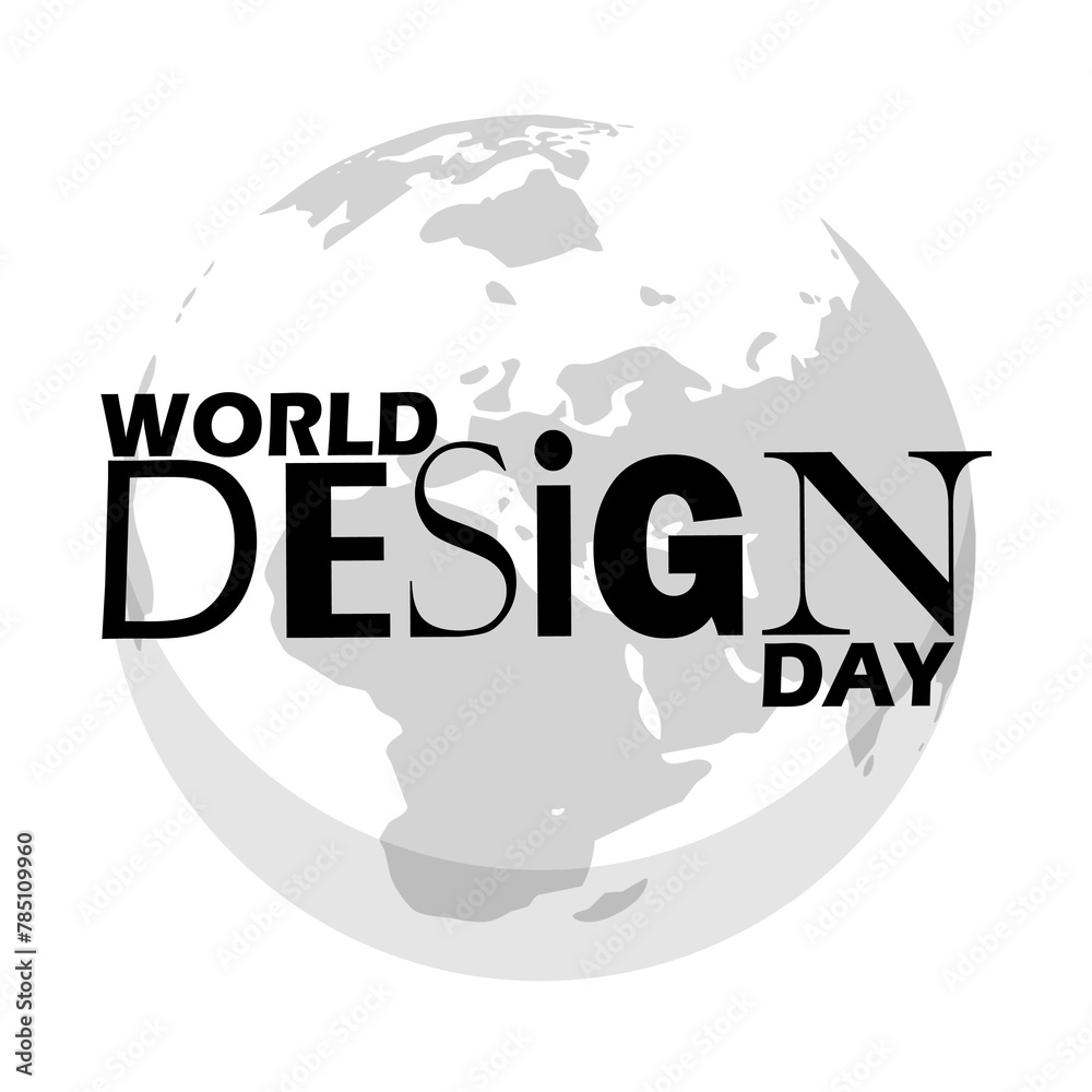 World Design Day event banner. Simple design of bold text with earth on ...