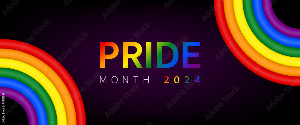 3d Pride month background 2024 banner template, Logo LGBT, LGBTQ ...
