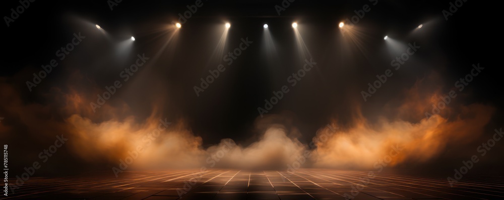 Brown stage background, brown spotlight light effects, dark atmosphere ...