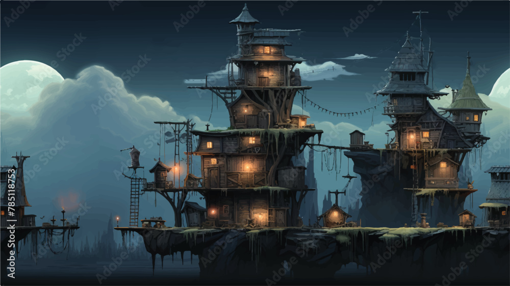 fantasy Platforms Isolated For 2D Game Stock Vector | Adobe Stock