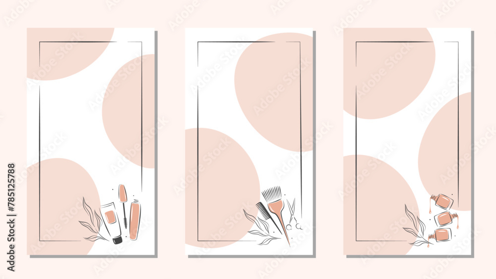 Card templates for beauty salon. Clean pages for notepad or signs ...