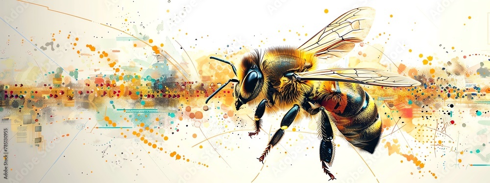 Capture the essence of a bees distinct anatomy and movement in a ...