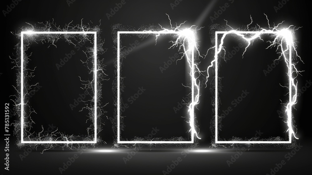 Photoframes with thunderbolt impact, energy flash and realistic 3D ...