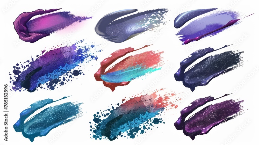 Eyeshadow smear modern set. Isolated makeup cosmetic swatch on ...