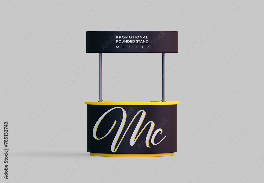 Front View Promotional Rounded Stand Mockup Stock Template | Adobe Stock