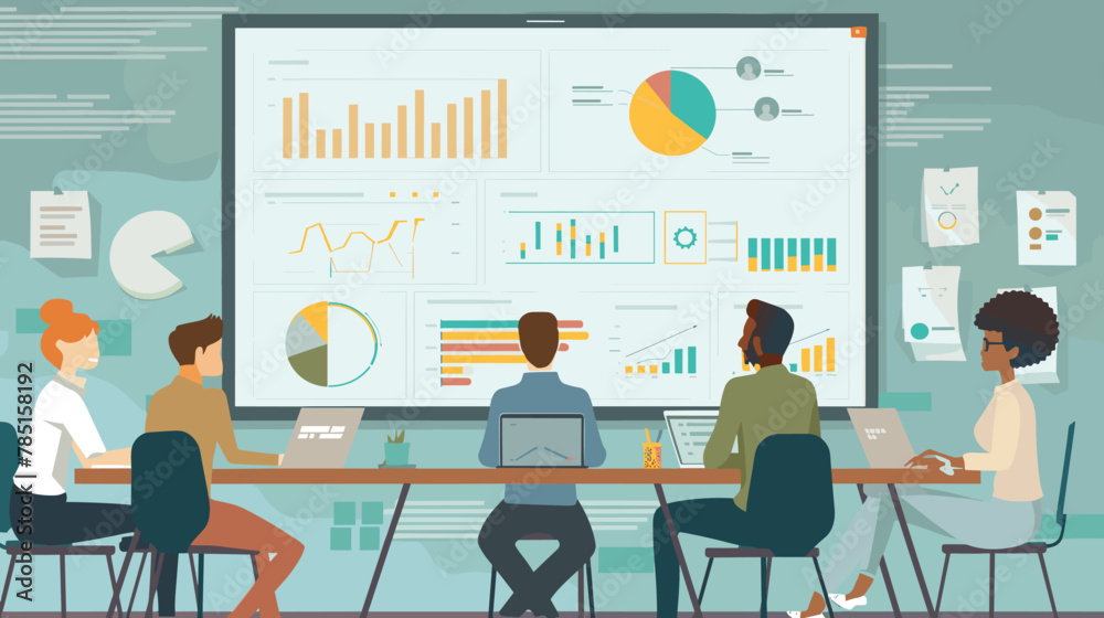 Business team collaboration meeting with infographic data presentation ...