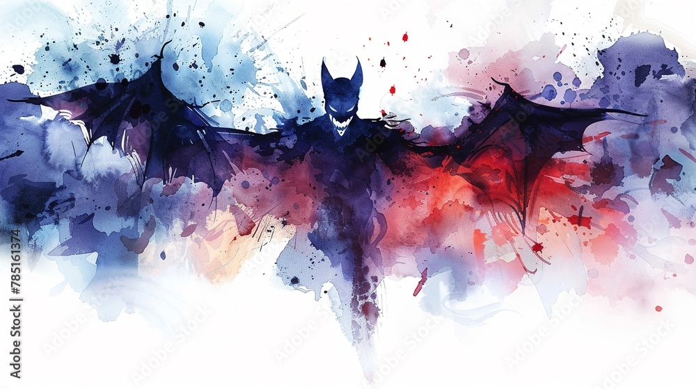 Enthralling watercolor of a vampire hiding in the shadows of a summer ...