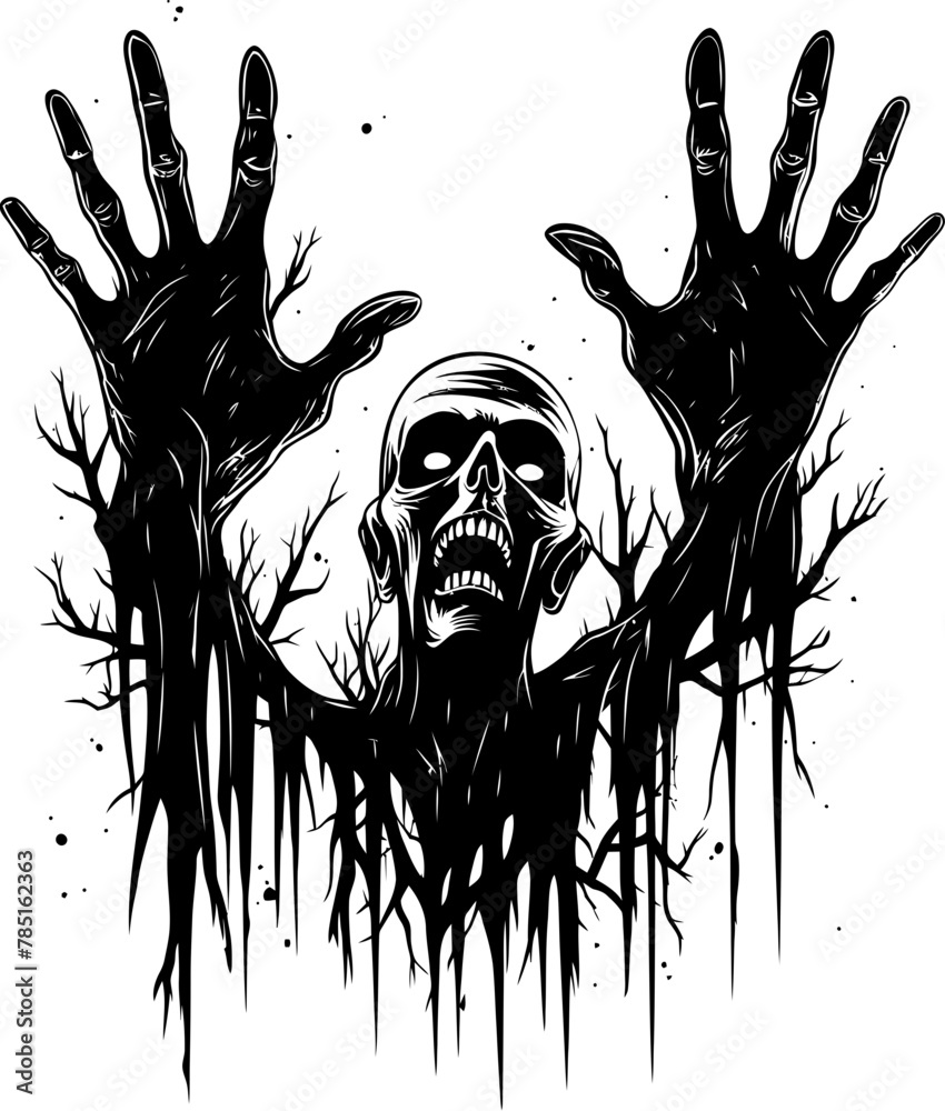 Sinister Snatch Vector Logo Design with Zombie Hands Terrifying ...