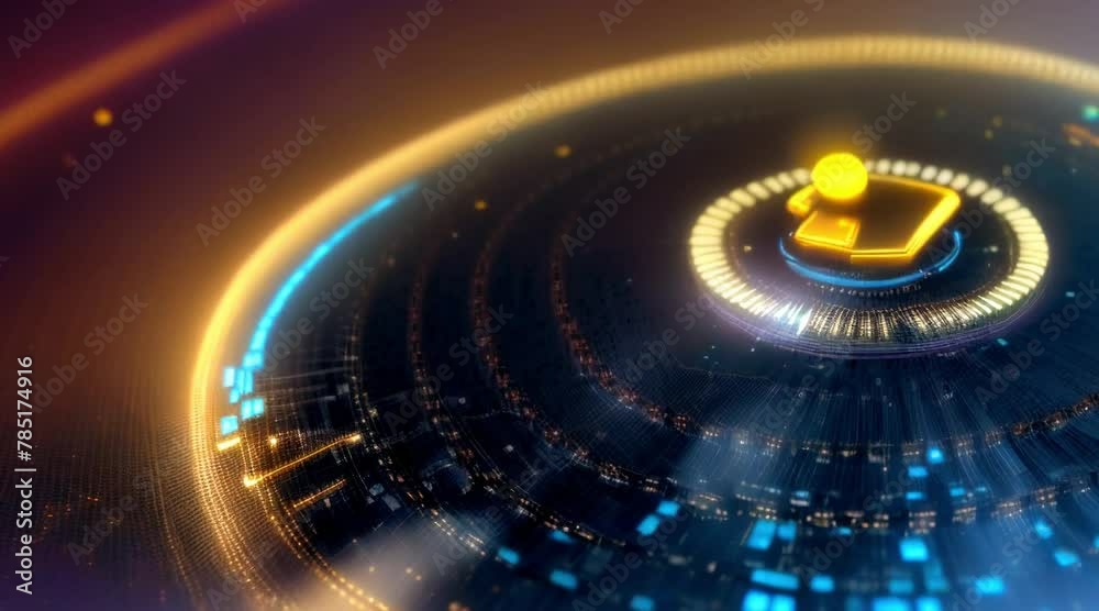 animation, motion effect, a hi-tech dial button with a circular design ...