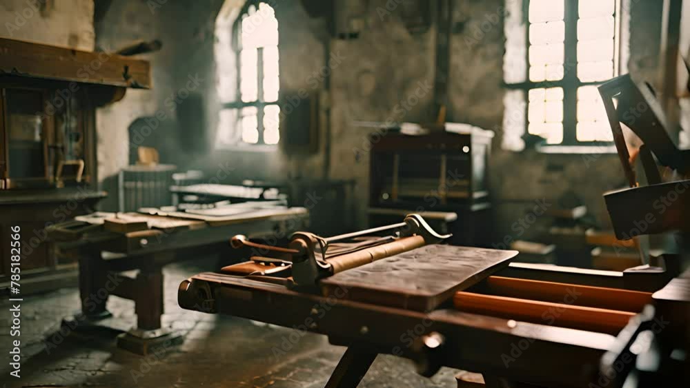 Vintage Drafting Table in Old World Study Room with Ai generated. Stock ...