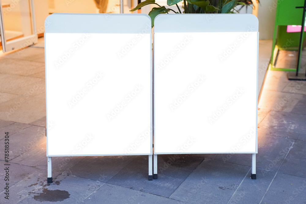 Blank white outdoor advertising stand or sandwich board mock up ...