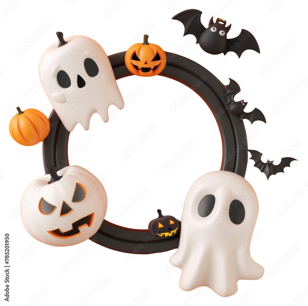 PNG 3d halloween circle frame pumpkin anthropomorphic jack-o'-lantern ...
