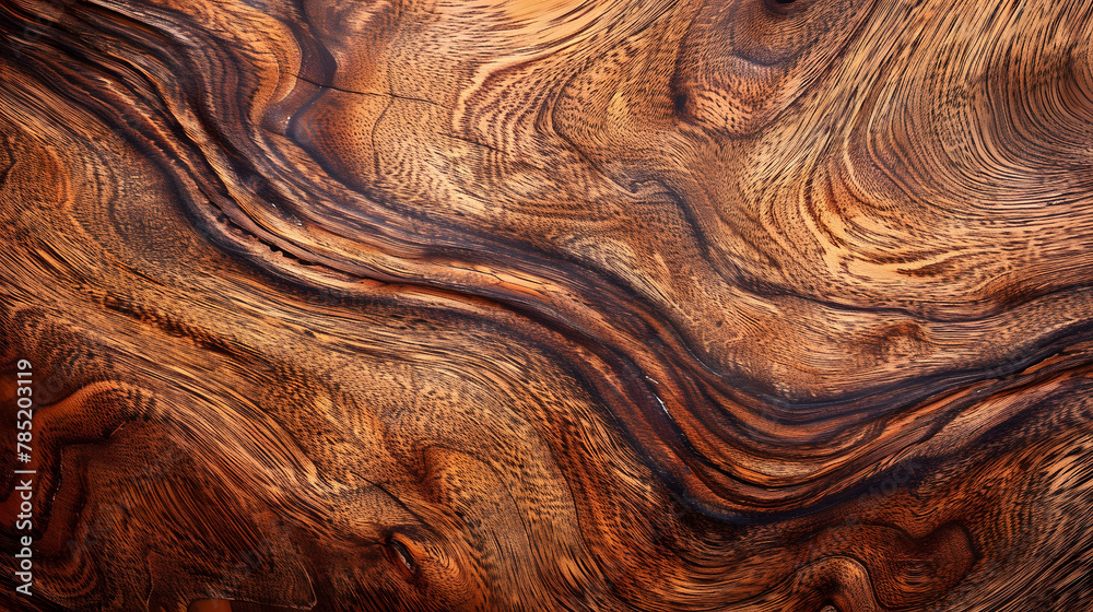 Rich mahogany wood texture with swirling grain patterns. Warm cinnamon ...