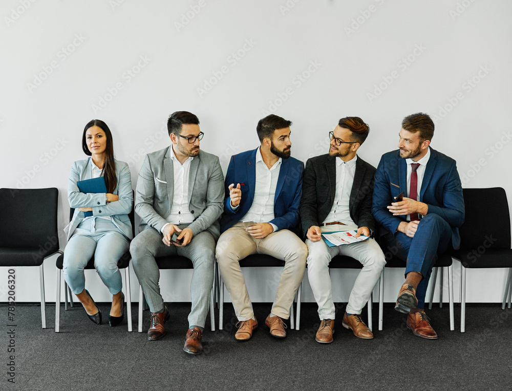 man woman businesswoman business chair sitting waiting businessman ...