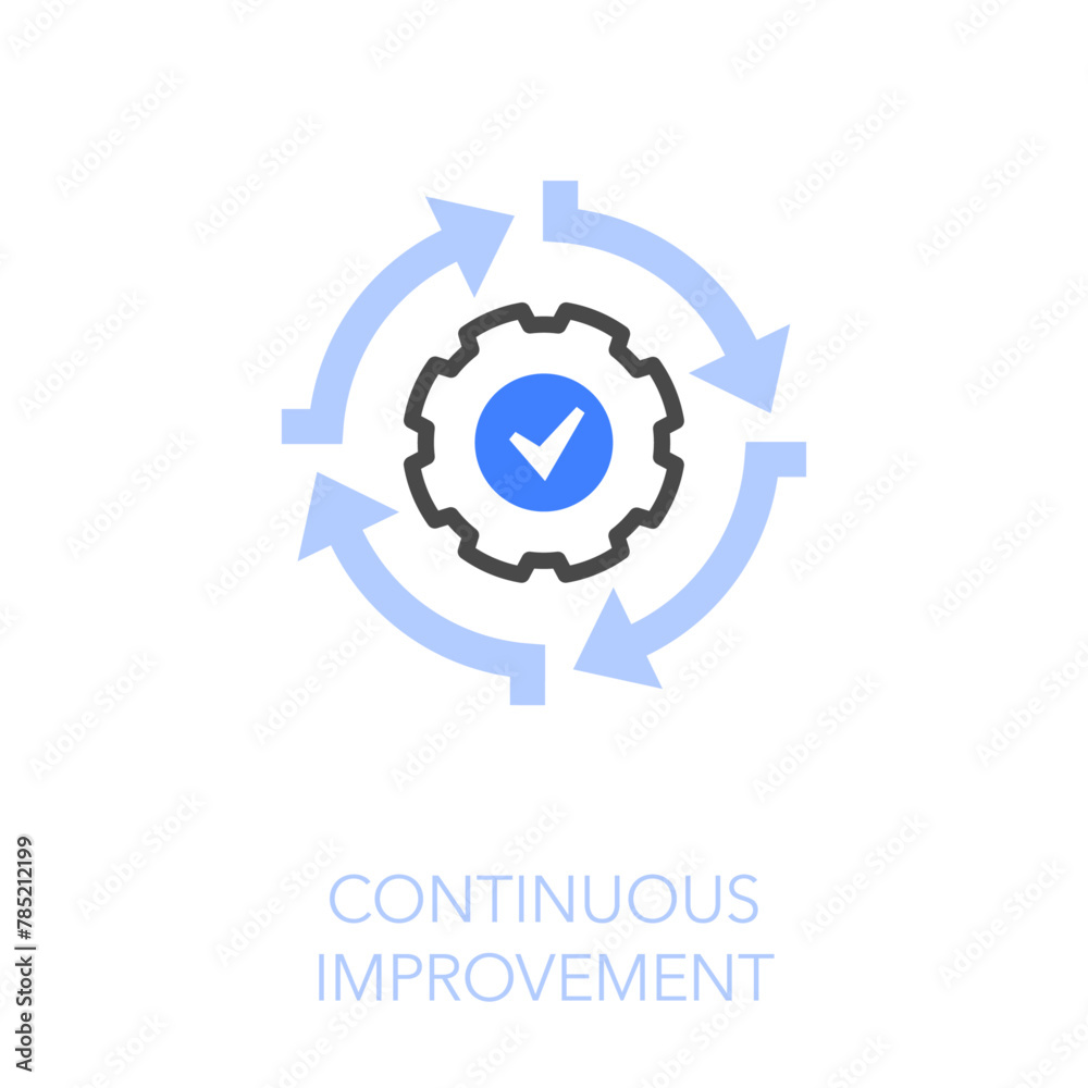 Simple visualised continuous improvement icon symbol with process ...