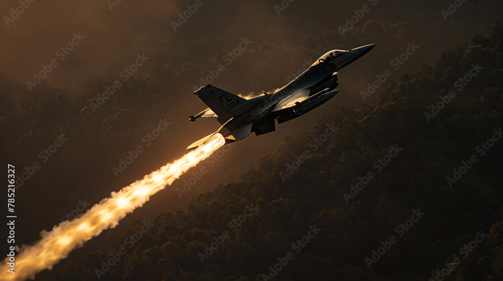 Formation of Fighter Jets in Aerial Maneuver F-16 Fighter Jet Releasing ...
