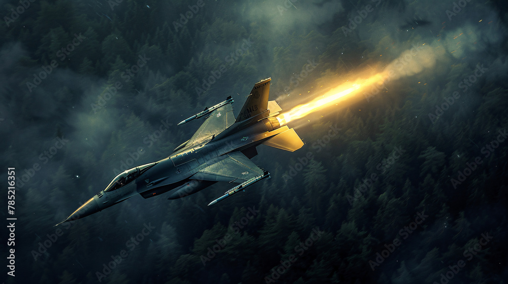 Formation of Fighter Jets in Aerial Maneuver F-16 Fighter Jet Releasing ...