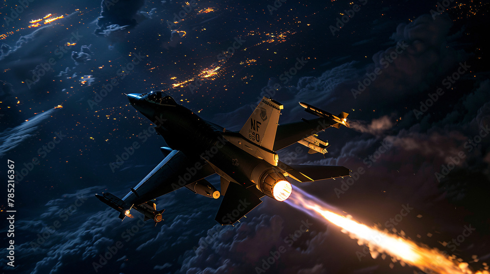 Formation of Fighter Jets in Aerial Maneuver F-16 Fighter Jet Releasing ...