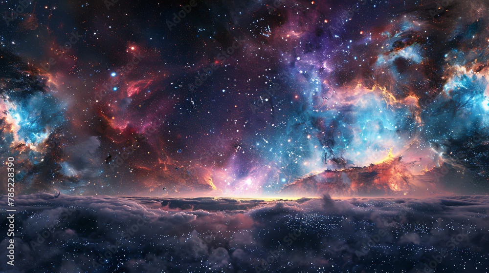 360 degree stellar space background with nebula Stock Photo | Adobe Stock
