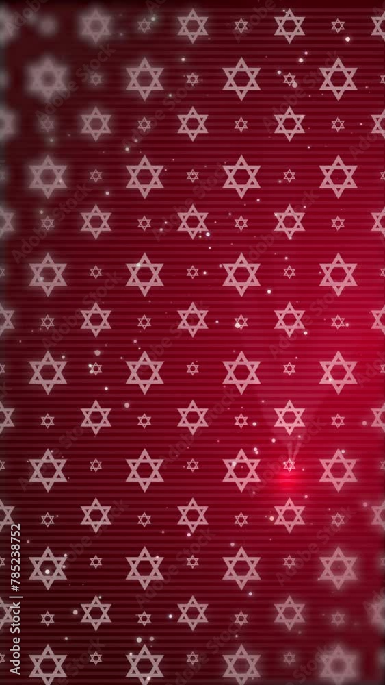 Red background with jewish symbol star of david. Abstract animation ...