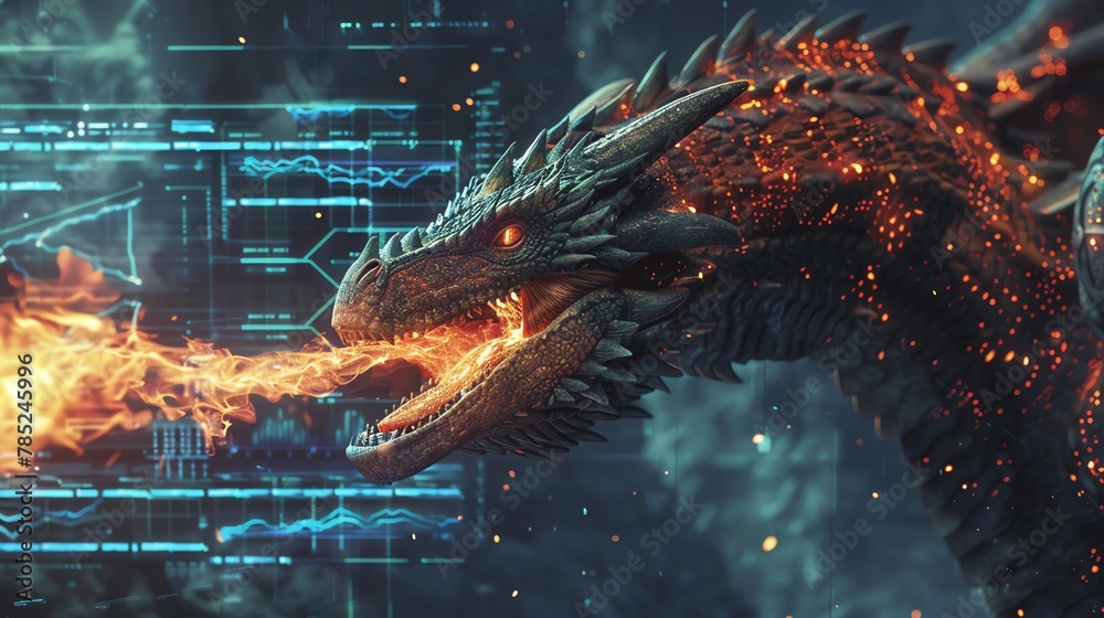 Bring the ancient and the future together! Illustrate a dragon ...