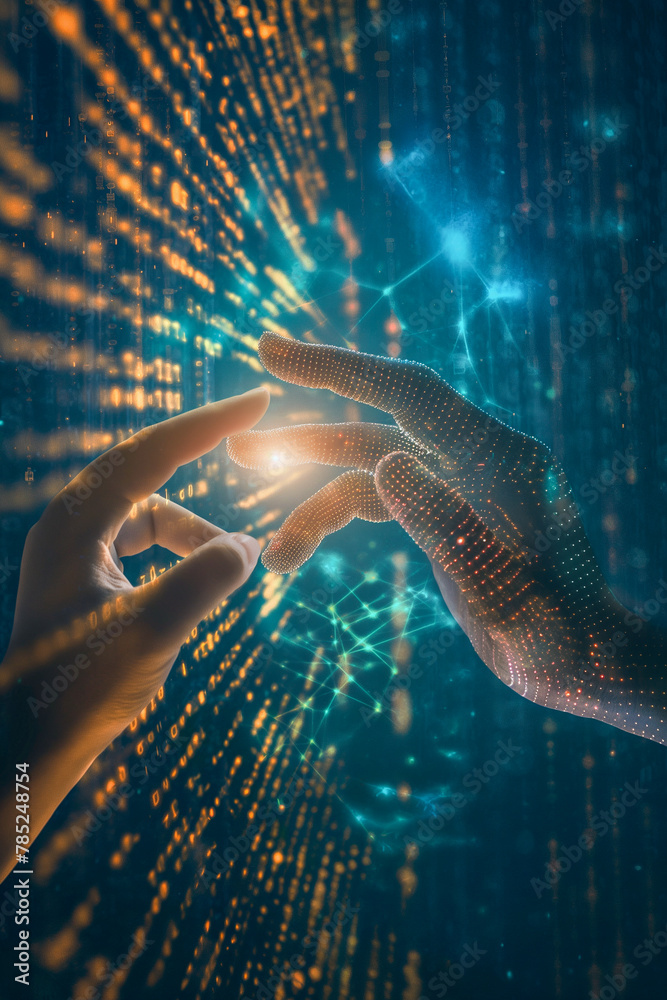 Two hands reaching out to each other, creating a sense of connection ...