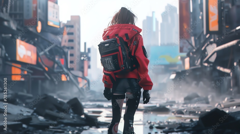 Illustrate a fashion-forward rebel in a dystopian world wearing edgy ...