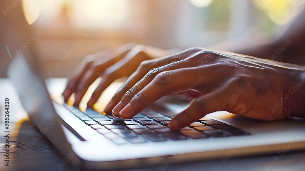 Efficient Typing on a Laptop with Sunlit Ambiance. Concept Typing Tips ...