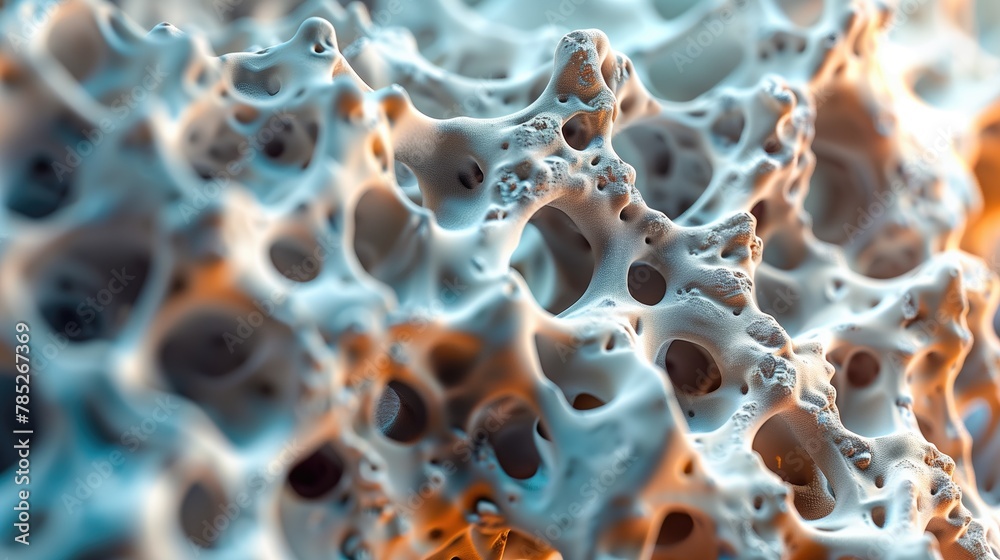 Osteoporosis under microscope with porous light bone texture for ...