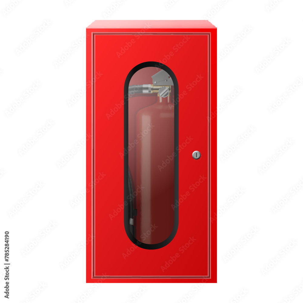 Extinguisher cabinet double door with fire extinguisher, fire hose ...