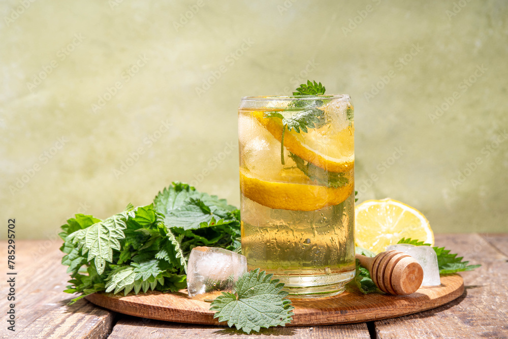 Nettle Tea cold plant drink, iced tea or lemonade. Organic natural ...