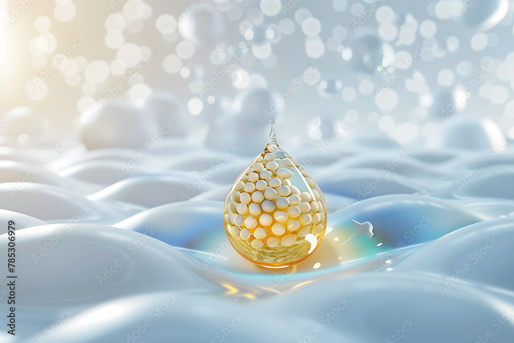 Cosmetic serum Oil drop on skin cell, Skin Repair, moisturizer ...