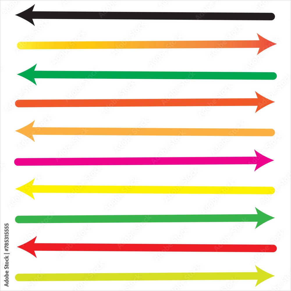 Direction arrow icon set. Colored arrows symbols. Arrows of different ...