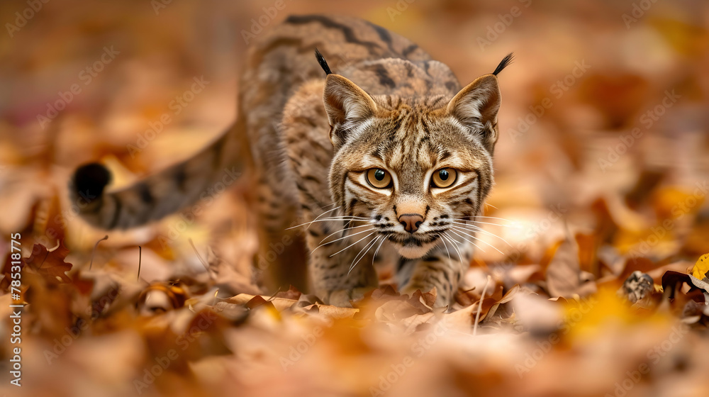 Bobcat: A bobcat stalking its prey, captured using a camouflage ...