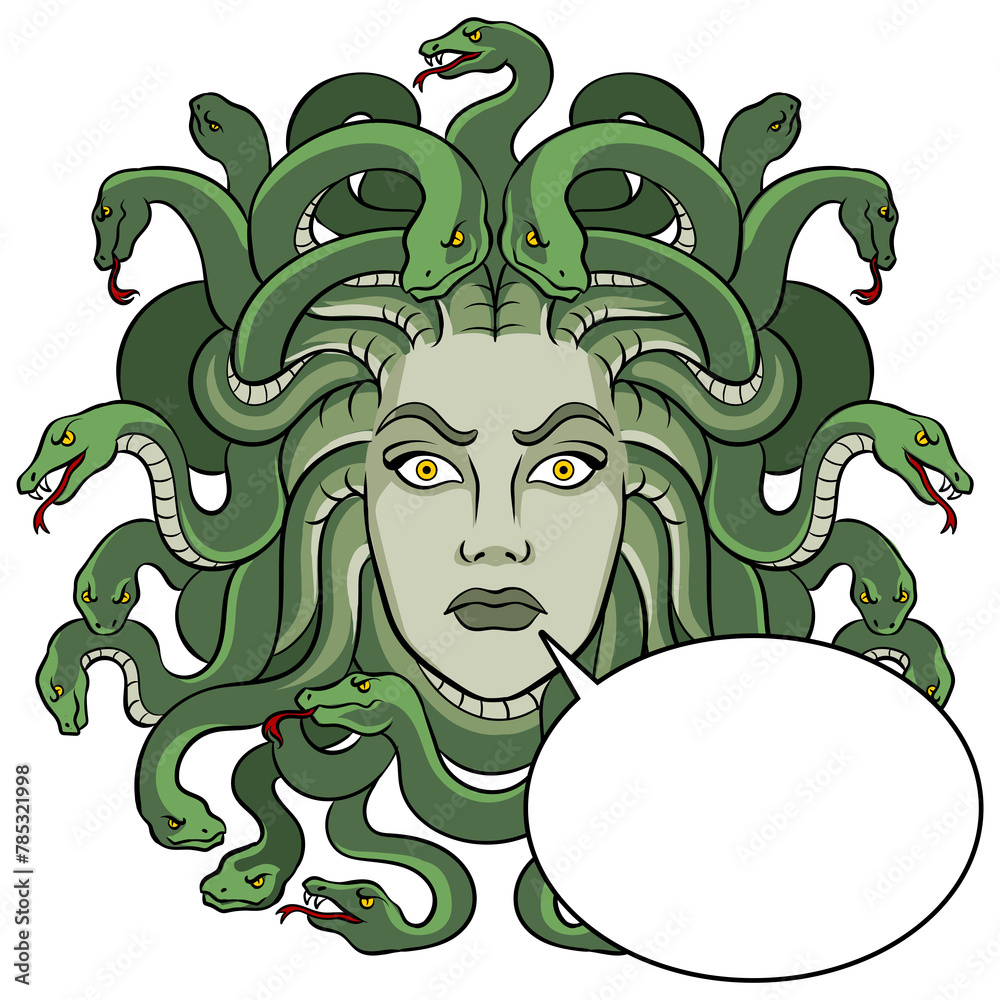 Medusa head with snakes greek myth creature pop art retro PNG ...