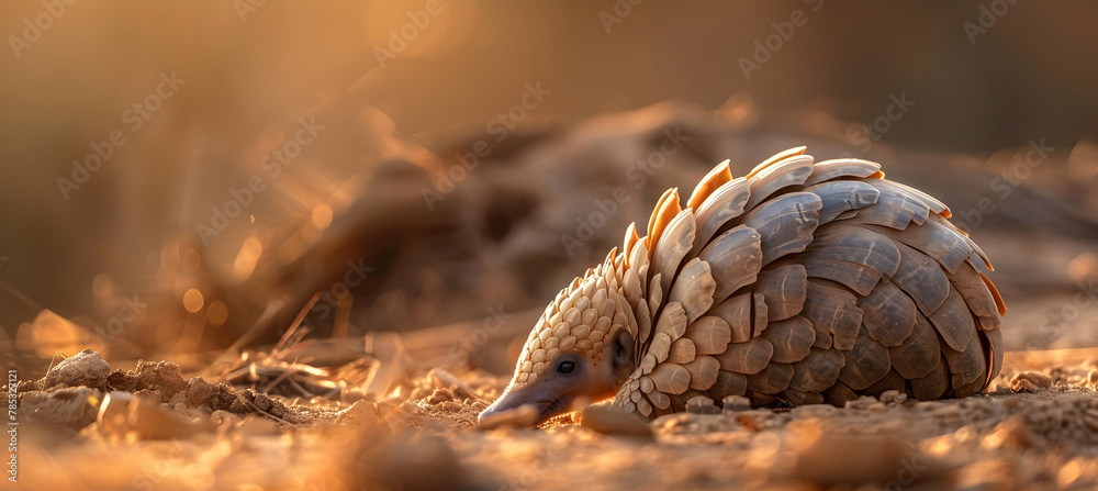 Pangolin: A pangolin curling into a ball, shot with a macro lens to ...