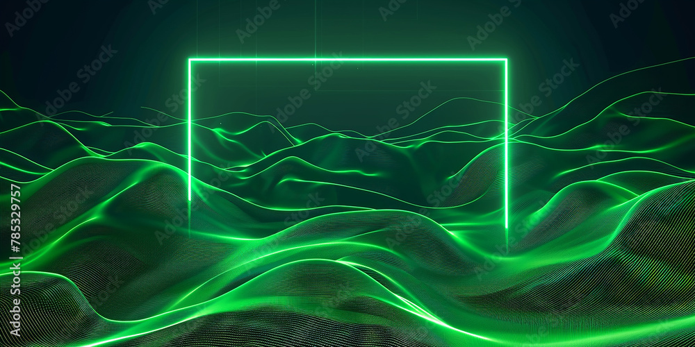 3d abstract neon green frame background for AI generated image Stock ...