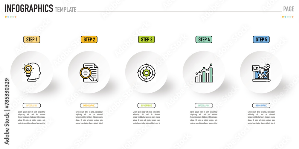 Circular infographic template or element with 5 step, process, option ...