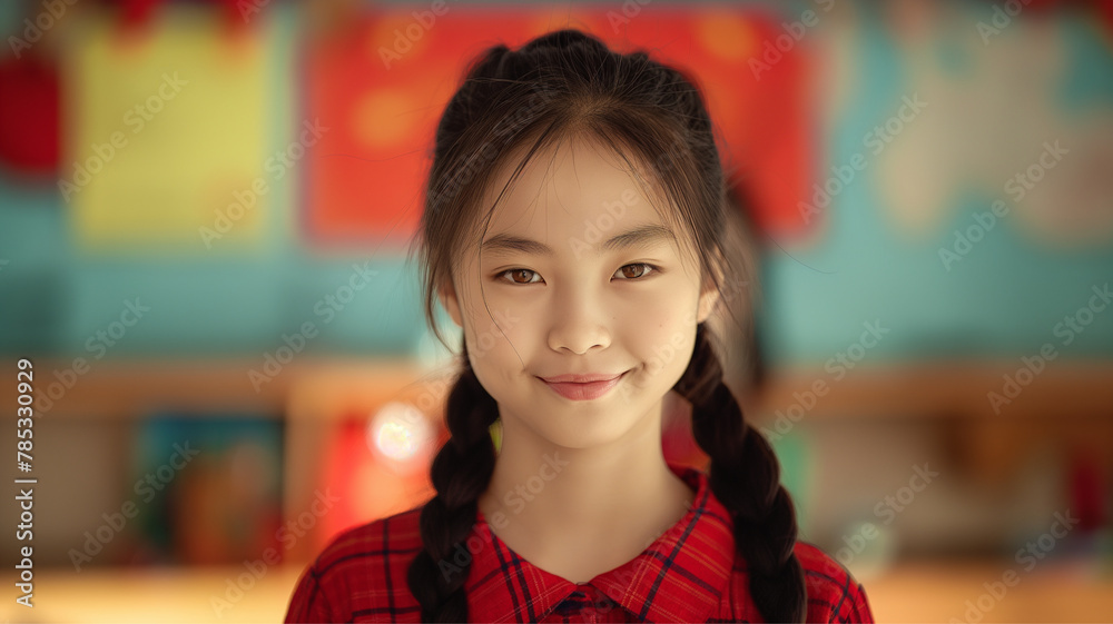 young girl of Asian appearance in traditional Chinese clothing at ...