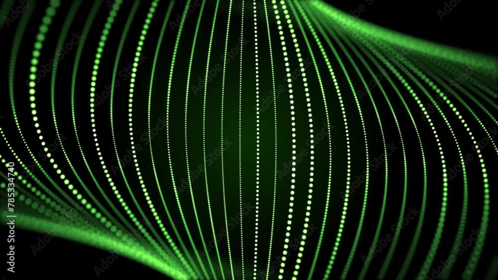 Seamless loop screensaver with abstract green structure made of glowing ...