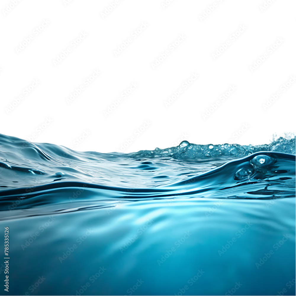 realistic blue water wave with bubbles on transparent background Stock ...