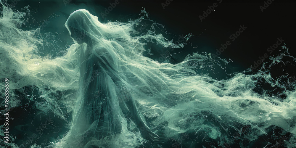 Ethereal white figure in a cosmic web - Enchanting and otherworldly ...